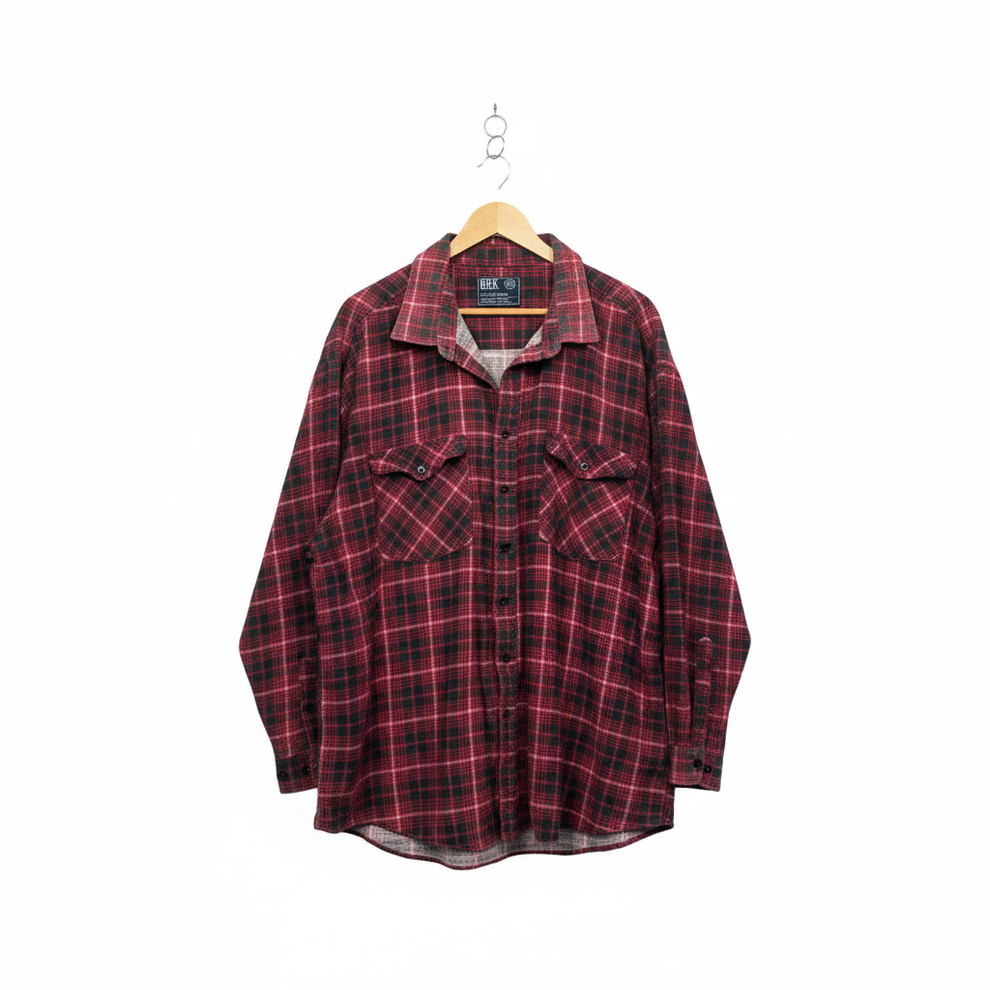 DBK Burgundy & Black Plaid Flannel Shirt | Preloved Menswear – Revival ...